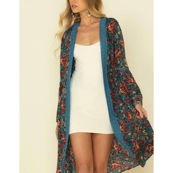 Wrangler | Sweaters | Wrangler Retro Paisley Bell Sleeve Duster ...